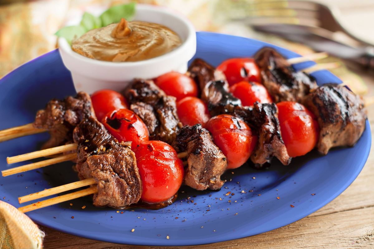 Grilled Beef Mishkaki with Blue Band Peanut Butter Sauce
